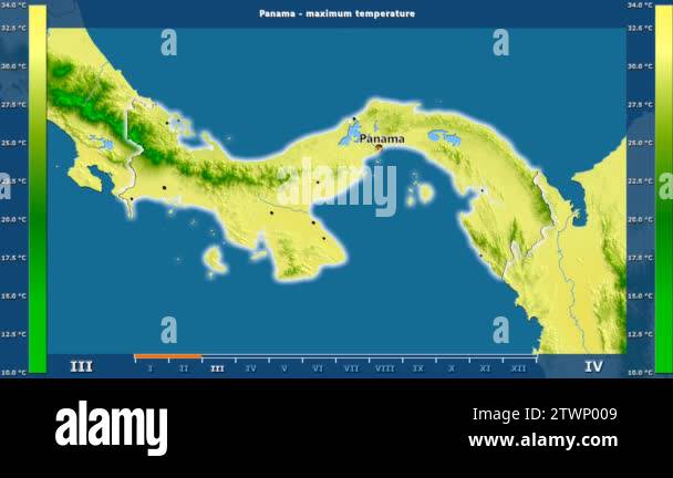 Maximum temperature by month in the Panama area with animated legend ...