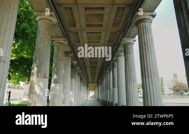 A long gallery with columns in Alte Nationalgalerieon State Museums in ...