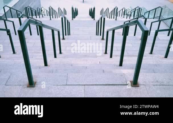 Wide Staircase Made of Concrete, With Black Iron Railings Railings ...