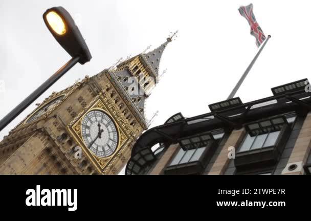 2 in 1 British union jack flag and Big Ben Clock Tower Stock Video ...