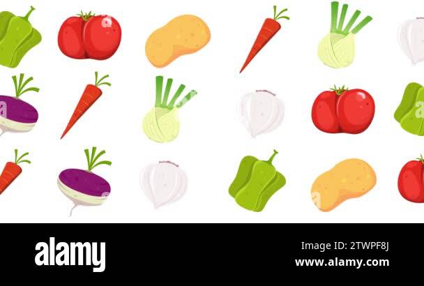Motion Graphic With Vegetables Loopable Background/ Animation of a 2d ...