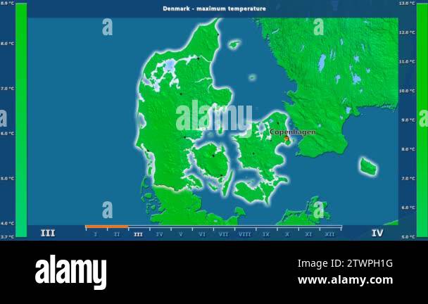 Maximum temperature by month in the Denmark area with animated legend ...