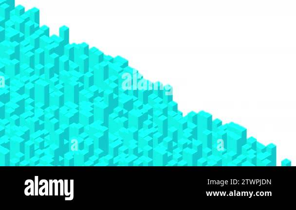 Cube box square bar 3D virtual isometric shuffle wave pattern, Blockchain technology concept ...