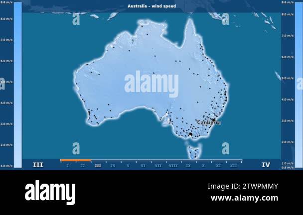 Wind speed by month in the Australia area with animated legend ...