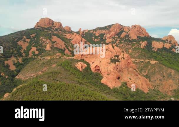 Cap Roux, the famous red mountain Esterel Massif at Azure Coast, French ...