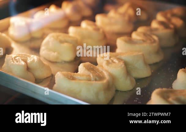 Cookies in the bakery. Freshly baked cookies. Cookies baked in the oven ...