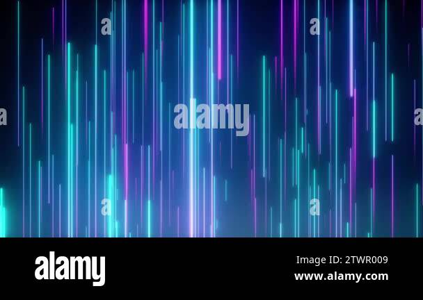 Abstract directional neon lines geometric background. Data flow ...