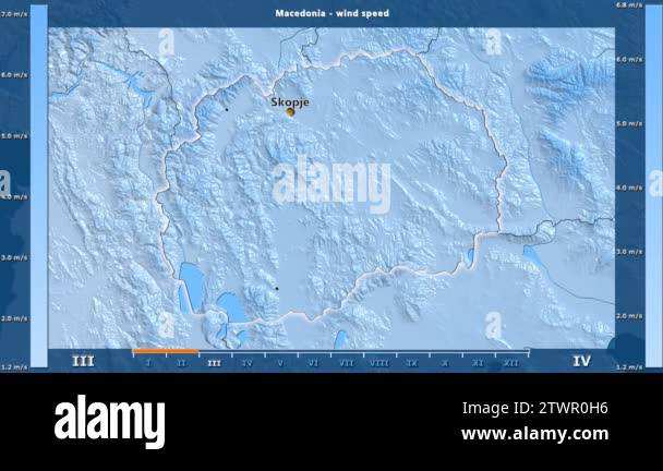 Wind speed by month in the Macedonia area with animated legend ...