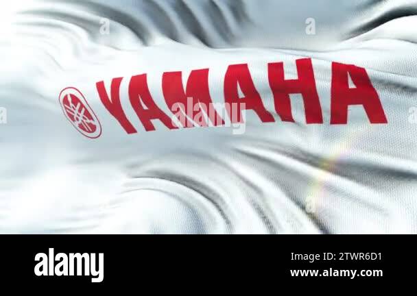 YAMAHA flag waving on sun. Seamless loop with highly detailed fabric ...