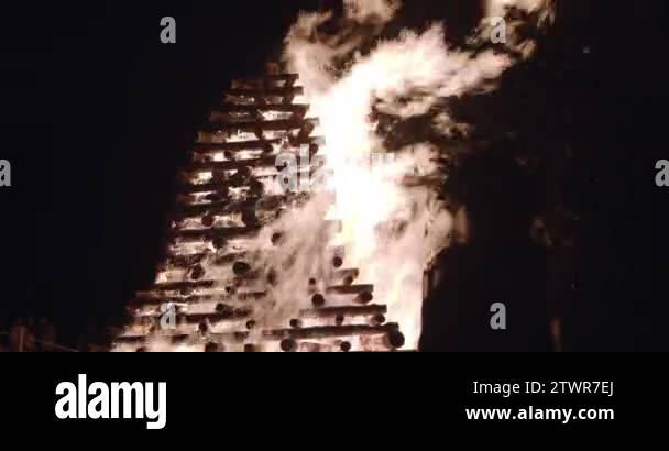 Fire flames and sparks in sacrificial fire. slow motion isolated on ...