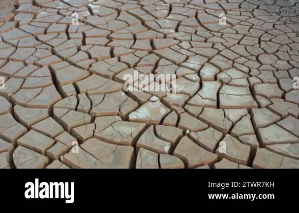 Desert. Aerial view of a beautiful cracks in the ground. texture, deep ...