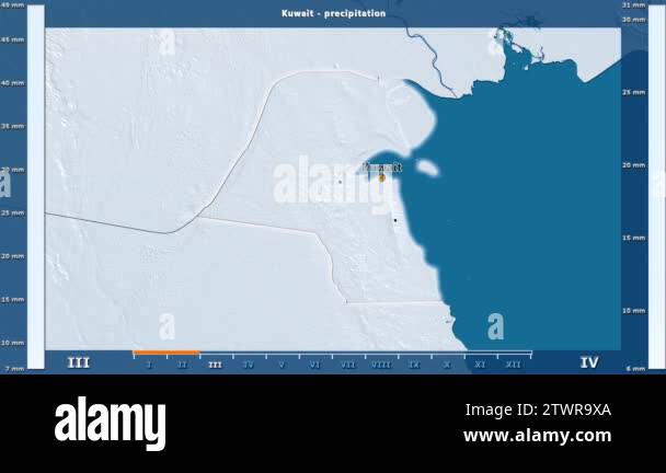 Precipitation by month in the Kuwait area with animated legend ...
