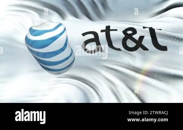 At&T flag waving on sun. Seamless loop with highly detailed fabric ...