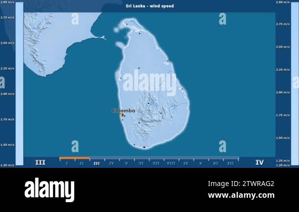 Wind speed by month in the Sri Lanka area with animated legend ...