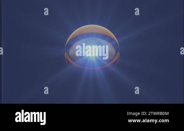 retro VHS TV blue eye with blue light rays background intro animation ...