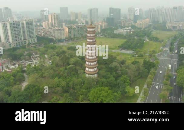 Chigang Pagoda in Guangzhou City. Guangdong China. Aerial View Stock ...