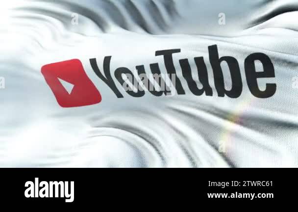 YOUTUBE flag waving on sun. Seamless loop with highly detailed fabric ...