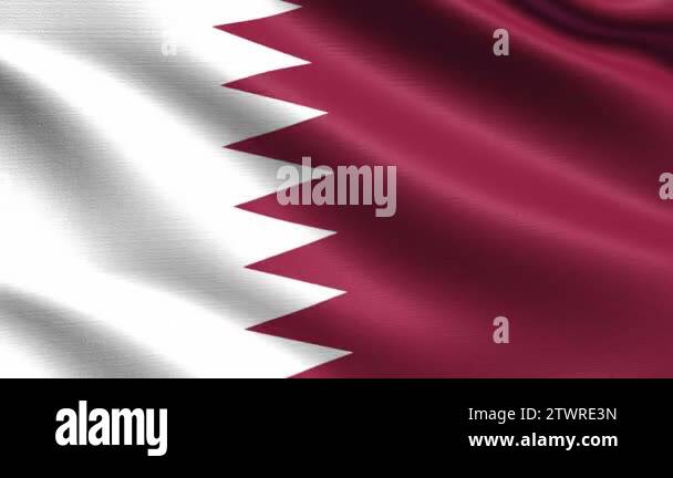 Realistic flag of Qatar, Seamless looping with highly detailed fabric ...