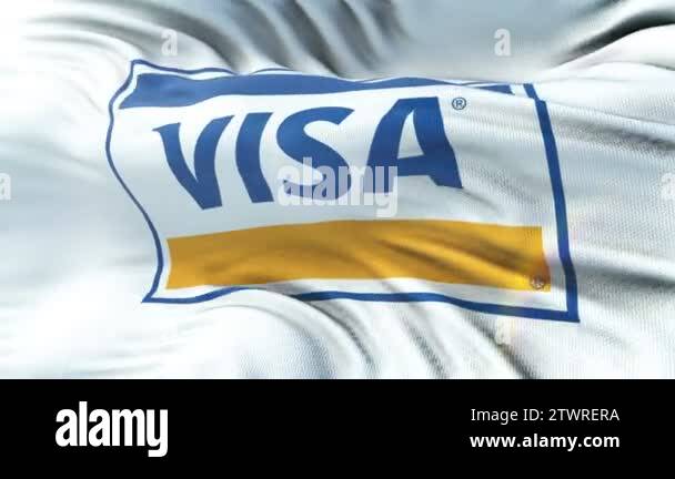 VISA CARD flag waving on sun. Seamless loop with highly detailed fabric ...