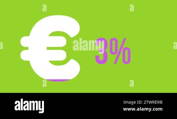 Animation of a Euro symbol and percent increasing from zero to one ...