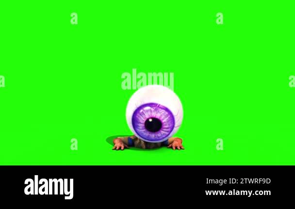 Monster Eye Man Look Around Green Screen Front 3D Renderings Animations ...