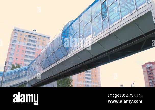 Elevated pedestrian overground tunnel Stock Videos & Footage - HD and ...