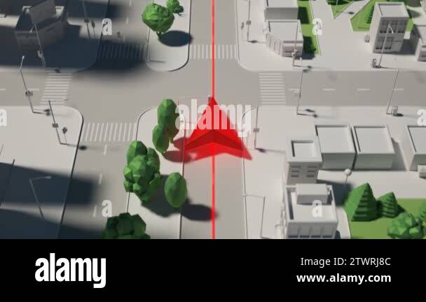 GPS map. Red arrow running forward along a path Stock Video Footage - Alamy