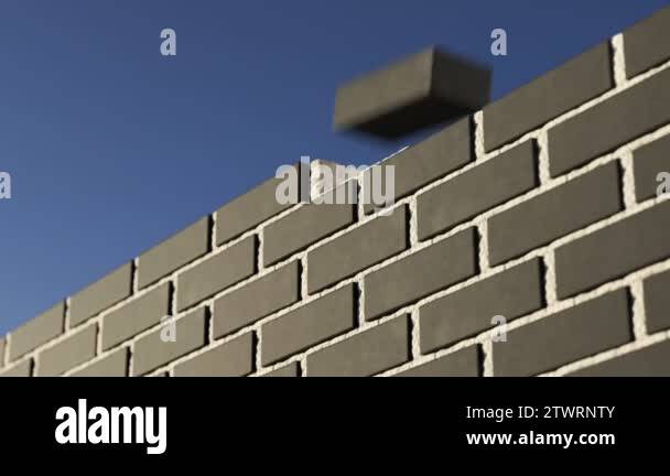 Brick wall made out of clinker bricks being build in endless animation ...