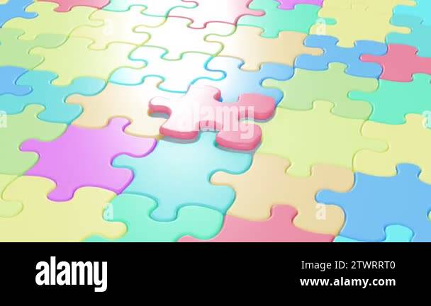 Beautiful Colorful Puzzle Pieces Falling on the Table. Childhood ...