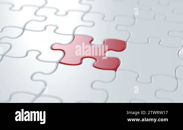 Beautiful 3d Animation of the Falling Final Puzzle Piece Red Color in ...