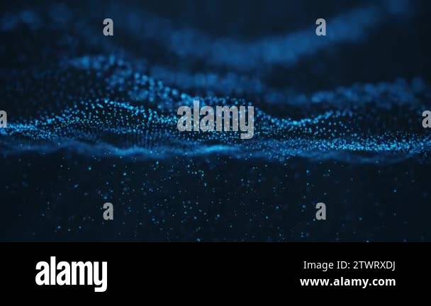 Abstract motion background of shining particles, digital wave ...