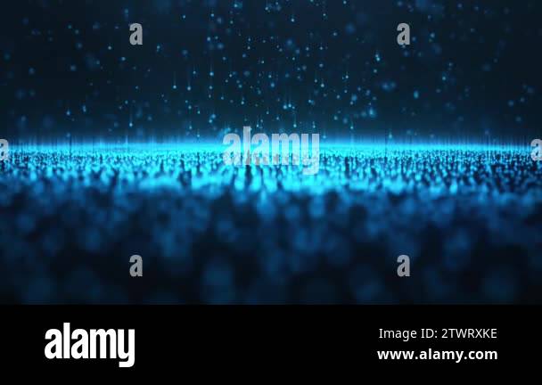 Abstract motion background of shining particles. Digital signature with wave particles, sparkle ...