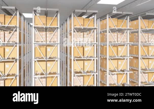 Modern Automated Logistics Center's interior. AGV and autonomous ...