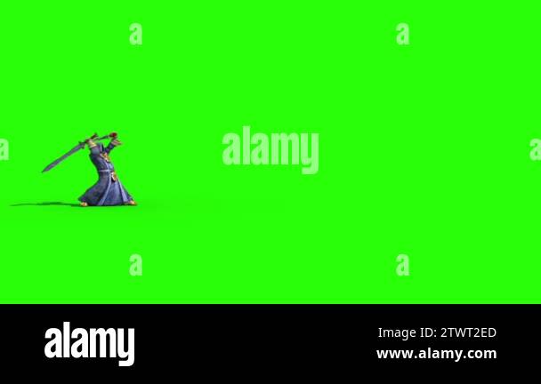 Evil Monk Attack Sword Dagger Green Screen Side 3D Renderings ...