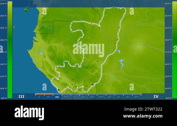 Average temperature by month in the Congo Brazzaville area with ...