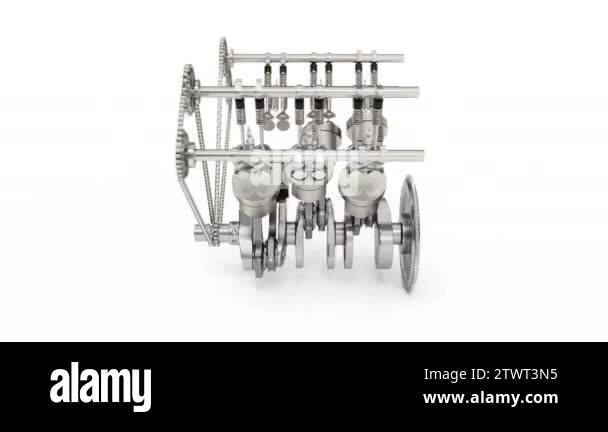 3d rendering of an internal combustion engine. Engine parts pistons ...