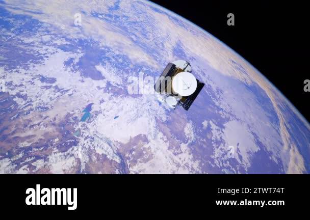 Animation with satellite on orbit unfolding solar pannels Stock Video ...