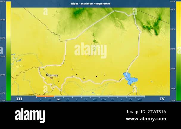 Maximum temperature by month in the Niger area with animated legend ...