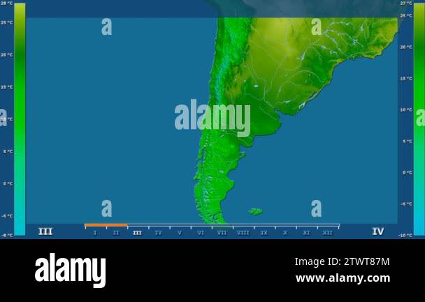 Average temperature by month in the Chile area with animated legend ...