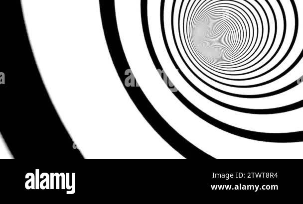 Optical 3d illusion footage. Monochrome striped tunnel inside motion ...