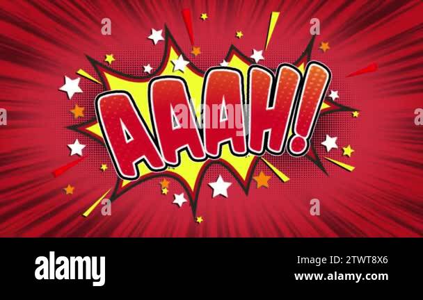 aaah Word Retro Cartoon Comic Bubbles Popup Style Expressions Colored ...