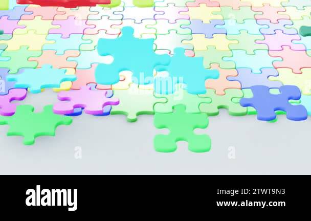 Beautiful Colorful Puzzle Pieces Falling Down on the Surface. Childhood ...