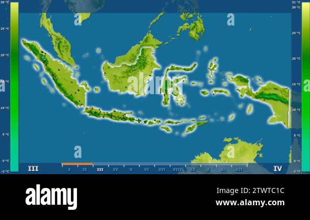 Average temperature by month in the Indonesia area with animated legend ...