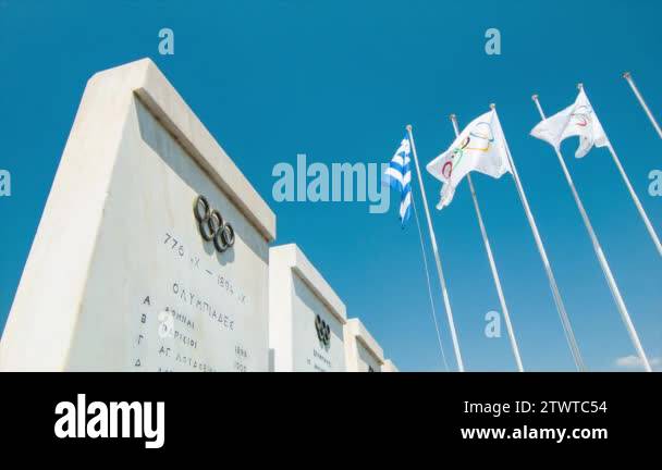 Athens Greece Olympic Panathenaic Stadium Historic Info on White Marble ...