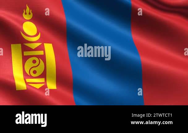 Realistic flag of Mongolia, Seamless looping with highly detailed ...