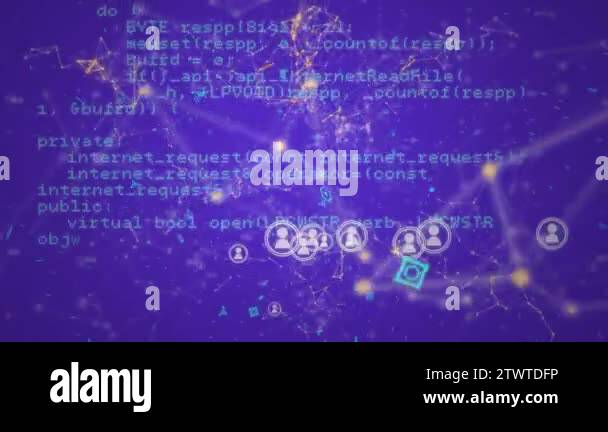 Digital animation of program codes moving in the screen while ...