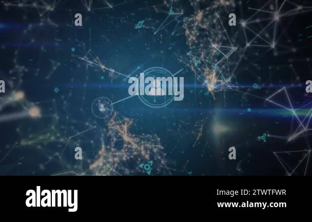 Digital Animation Of Profile Icons In Circles Connected By Lines And