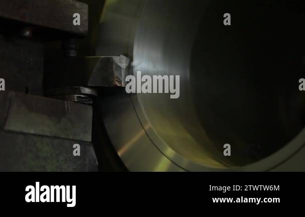 The process of manufacturing large items on a special lathe. Modern ...