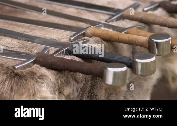 Medieval weapons replicas for close combat used in wars on display on ...