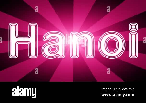 Hanoi icon in red abstract background with rays. Looping footage with ...